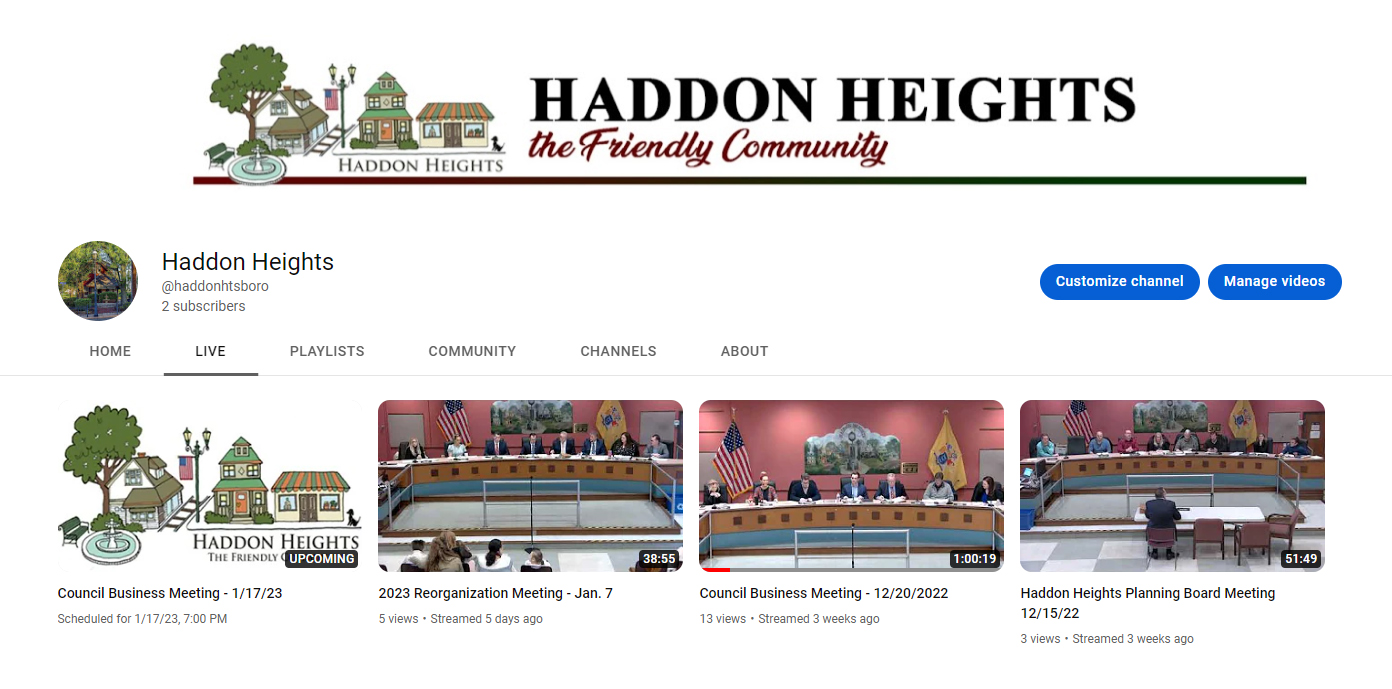 Borough Youtube Information | Haddon Heights